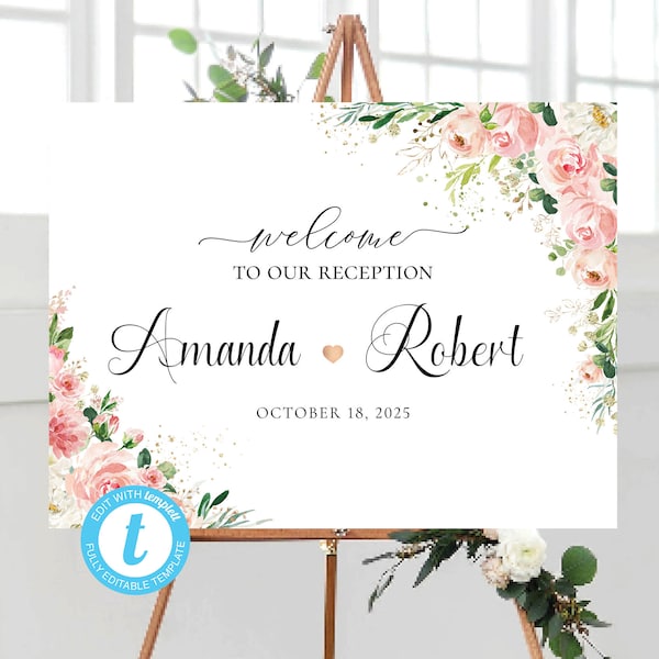 Burgundy and Navy Bridal Shower Welcome Sign Template, Bridal Brunch ...