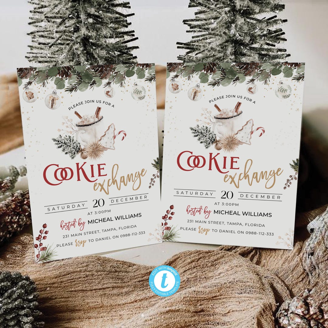 Editable Cookie Exchange Invitation Template: Christmas Holiday Party ...