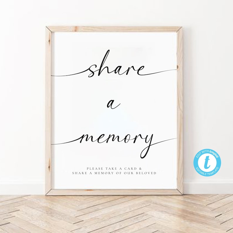 Minimalist Funeral Share a Memory Sign & Cards Modern Share A - Etsy