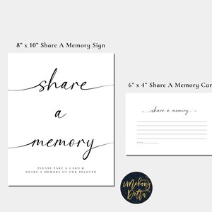 Minimalist Funeral Share a Memory Sign & Cards, Modern Share A Memory ...
