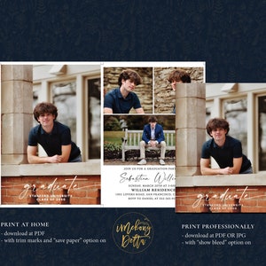 Minimalist Graduation Party With Photo Invitation, Modern Graduation ...