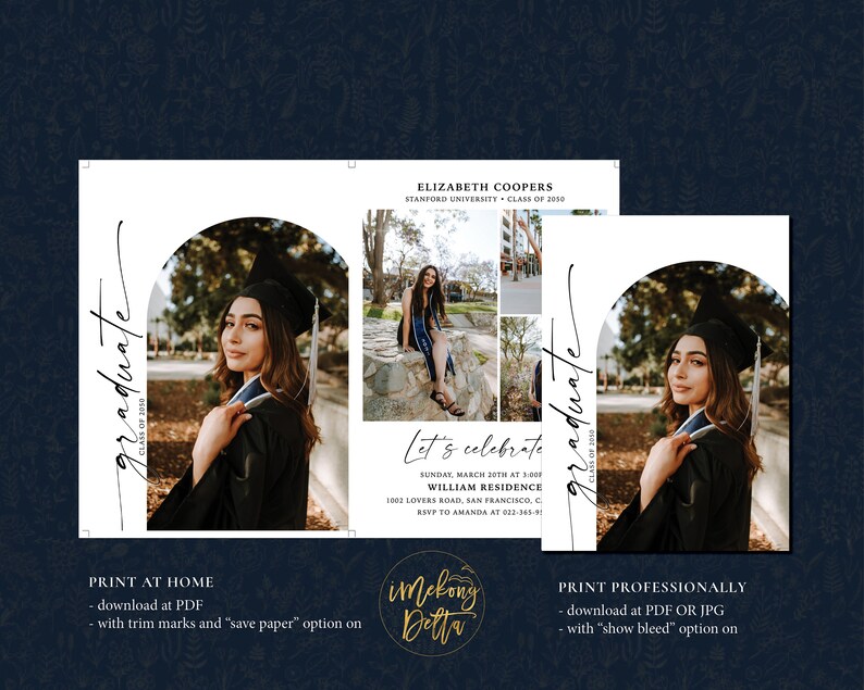 Minimalist Graduation Party With Photo Invitation, Modern Graduation ...