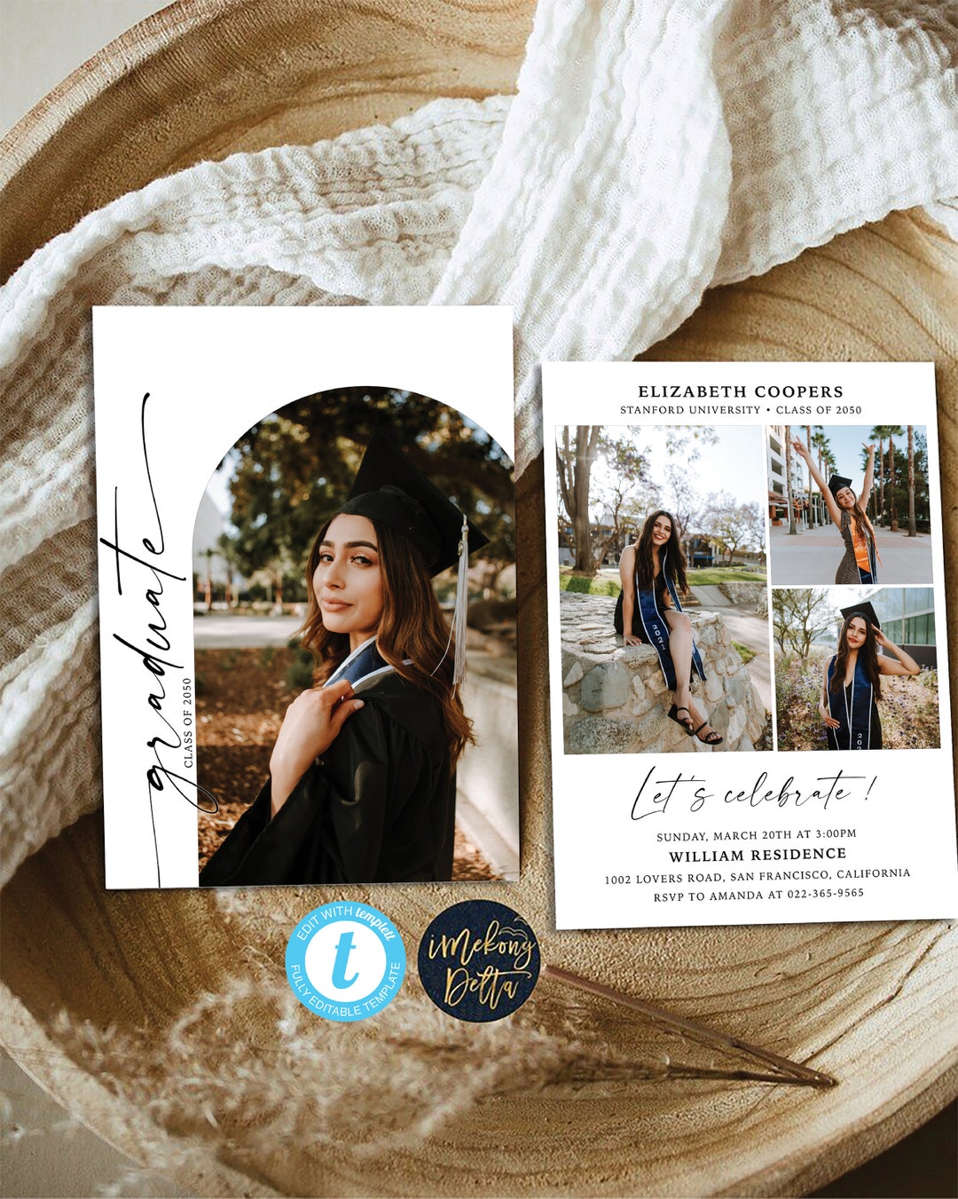 Minimalist Graduation Party With Photo Invitation, Modern Graduation ...