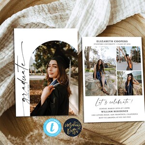 Minimalist Graduation Party With Photo Invitation, Modern Graduation ...