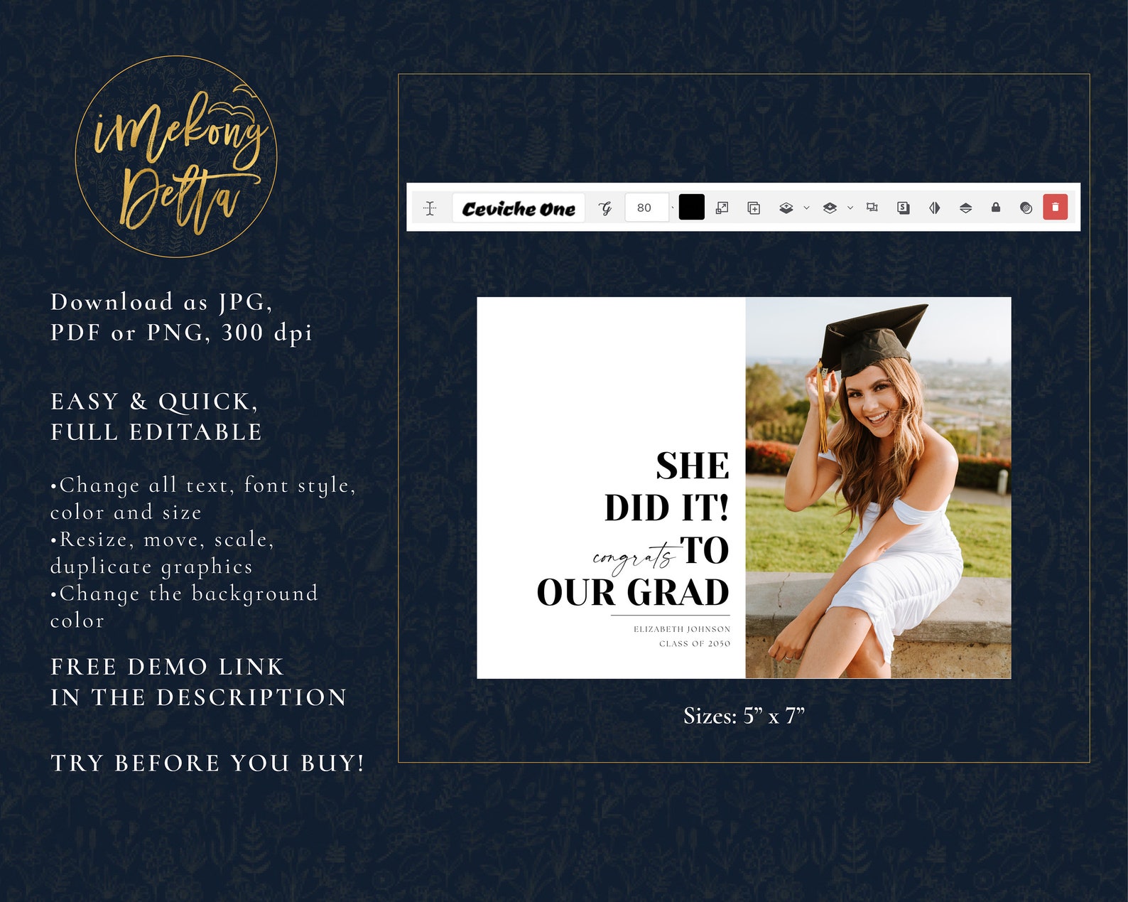 Minimalist Graduation Party With Photo Invitation, Modern Graduation ...