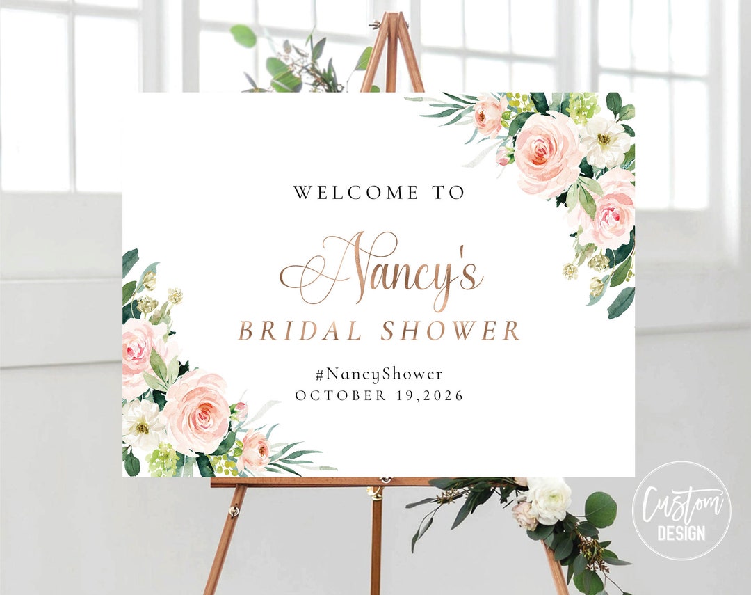 Custom Design, Ethereal Blush Welcome Sign, Bridal Shower Welcome Sign ...