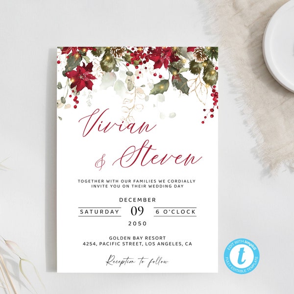 Christmas Wedding Invitations - Etsy