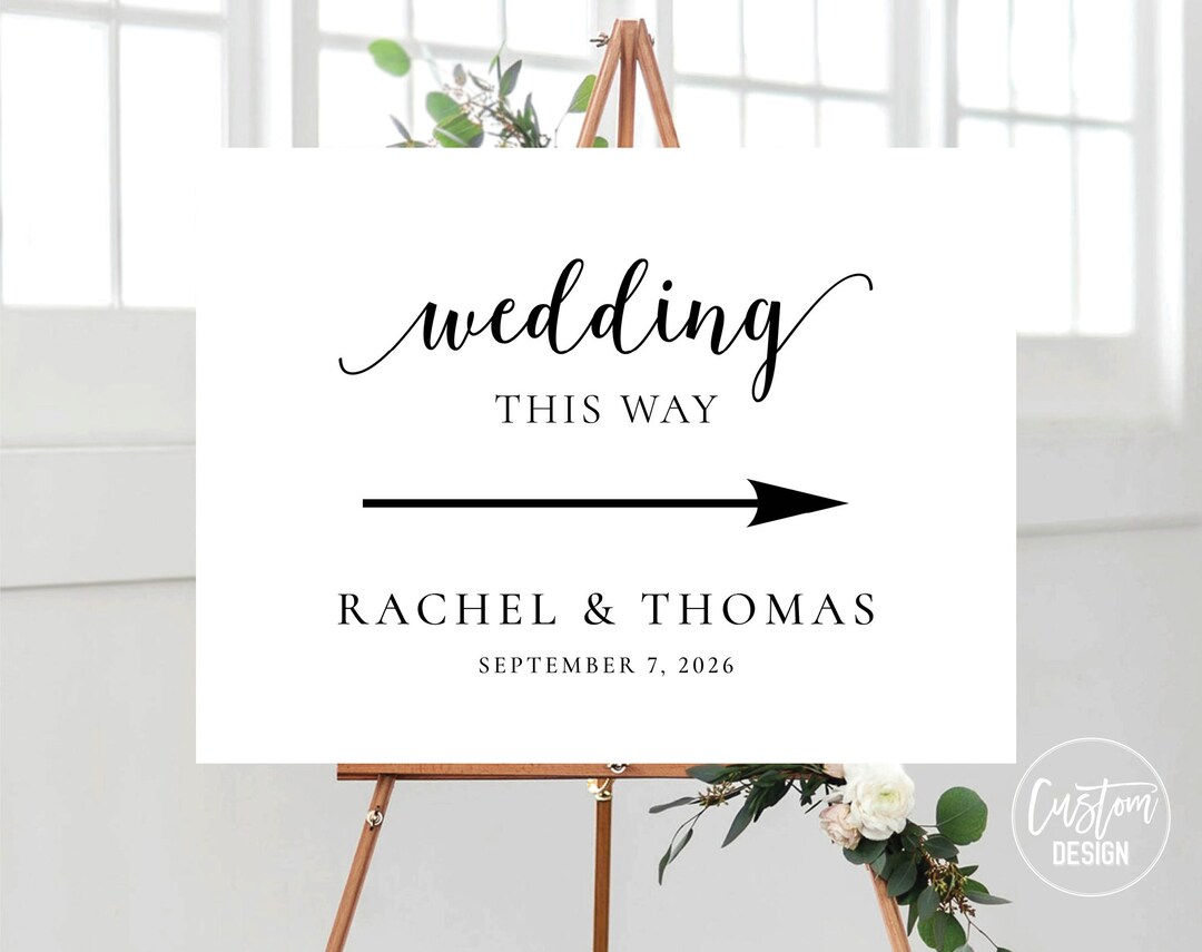 Modern Wedding This Way Welcome Sign, Minimalist Direction Arrow ...