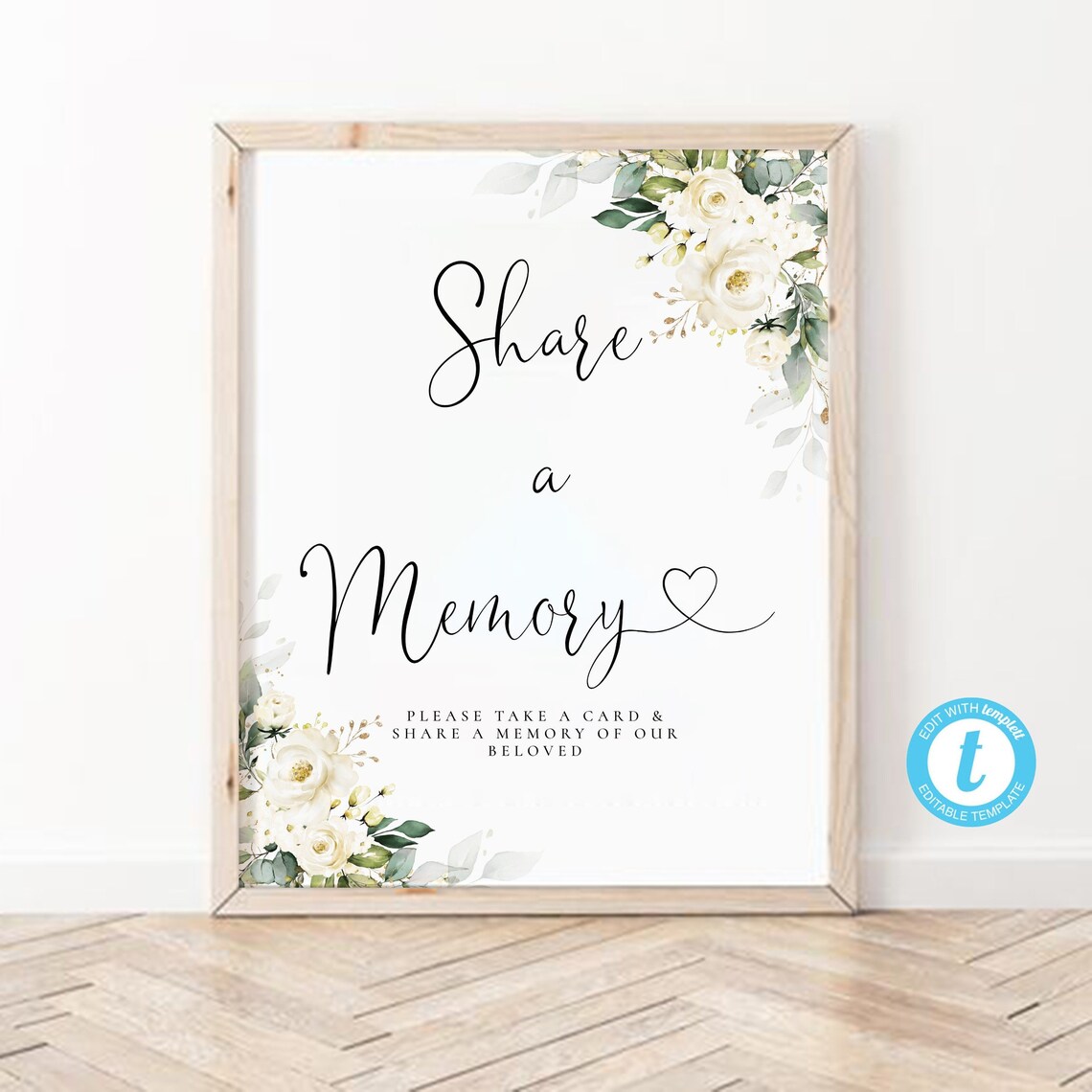 White Roses Funeral Share a Memory Sign & Cards Share A - Etsy
