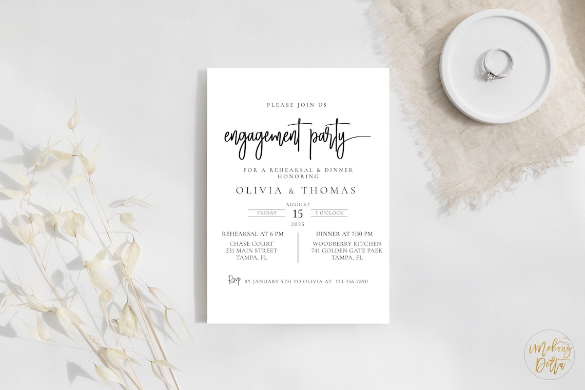 Minimalist Engagement Party Invitation Template Modern - Etsy
