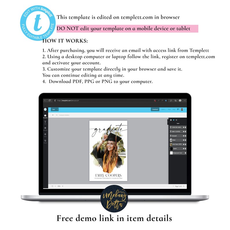 Minimalist Graduation Party With Photo Invitation, Modern Graduation ...