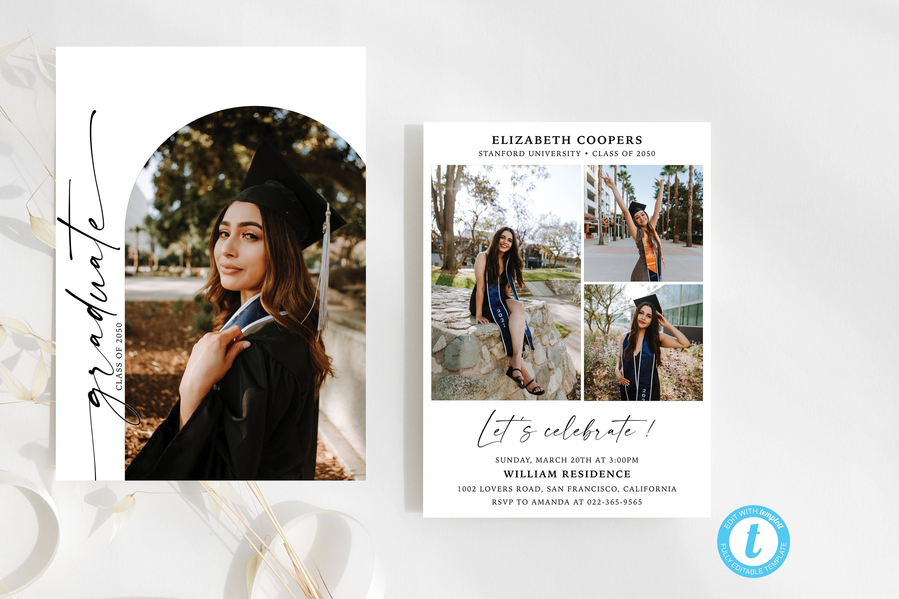 Minimalist Graduation Party With Photo Invitation, Modern Graduation ...