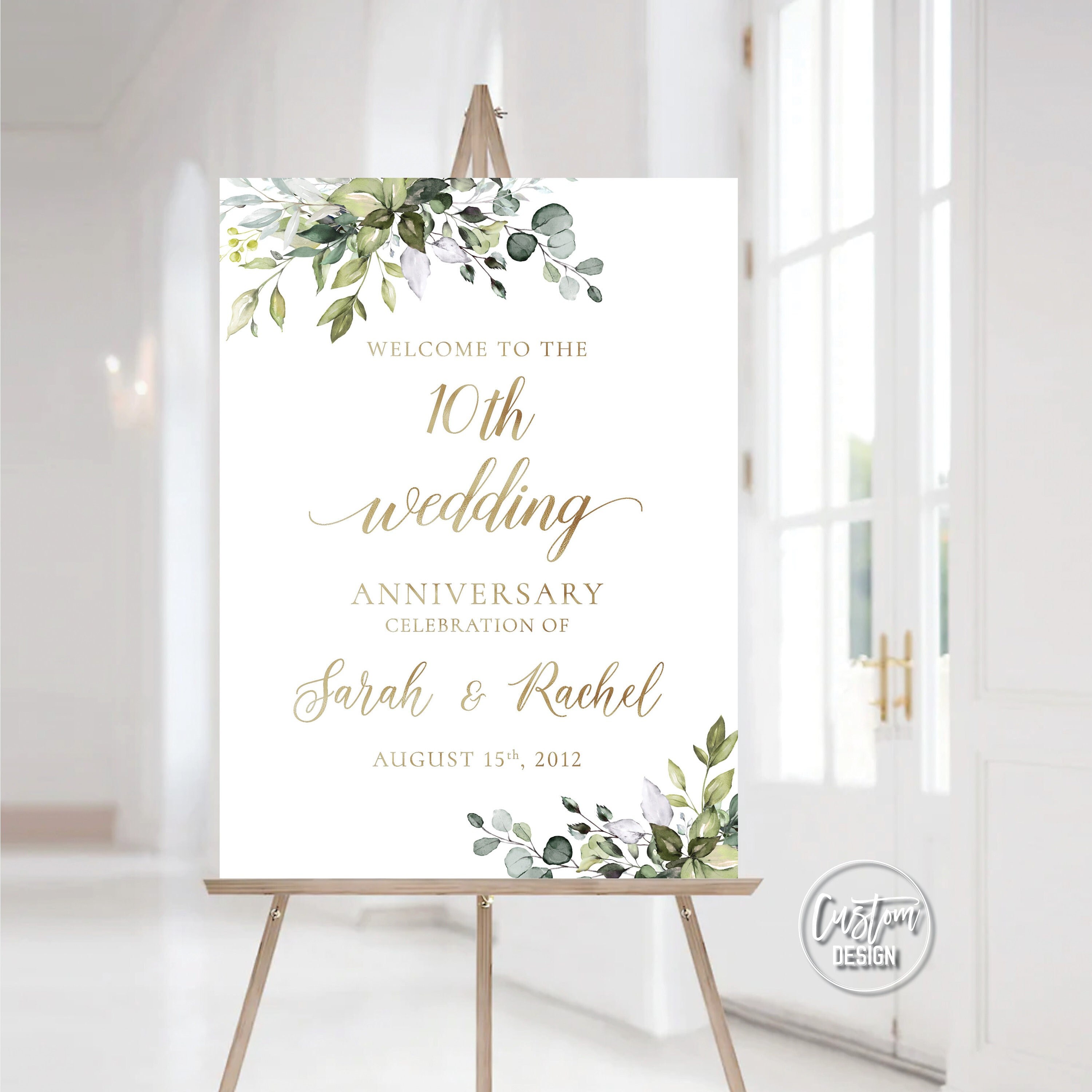 Custom Design, Minimalist 10th Anniversary Sign, 10th Anniversary Sign ...