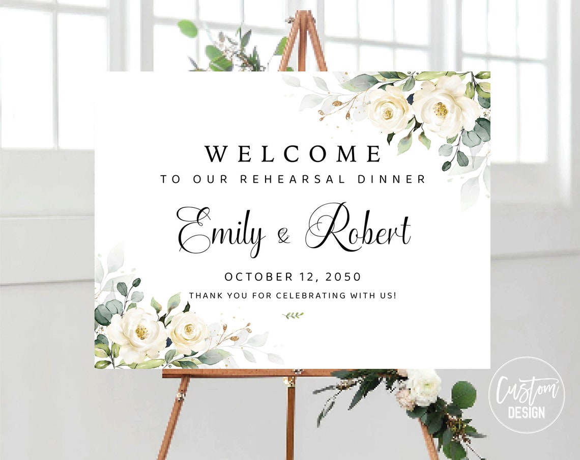 White Rose the Best Day Ever Welcome Sign, the Night Before Welcome ...