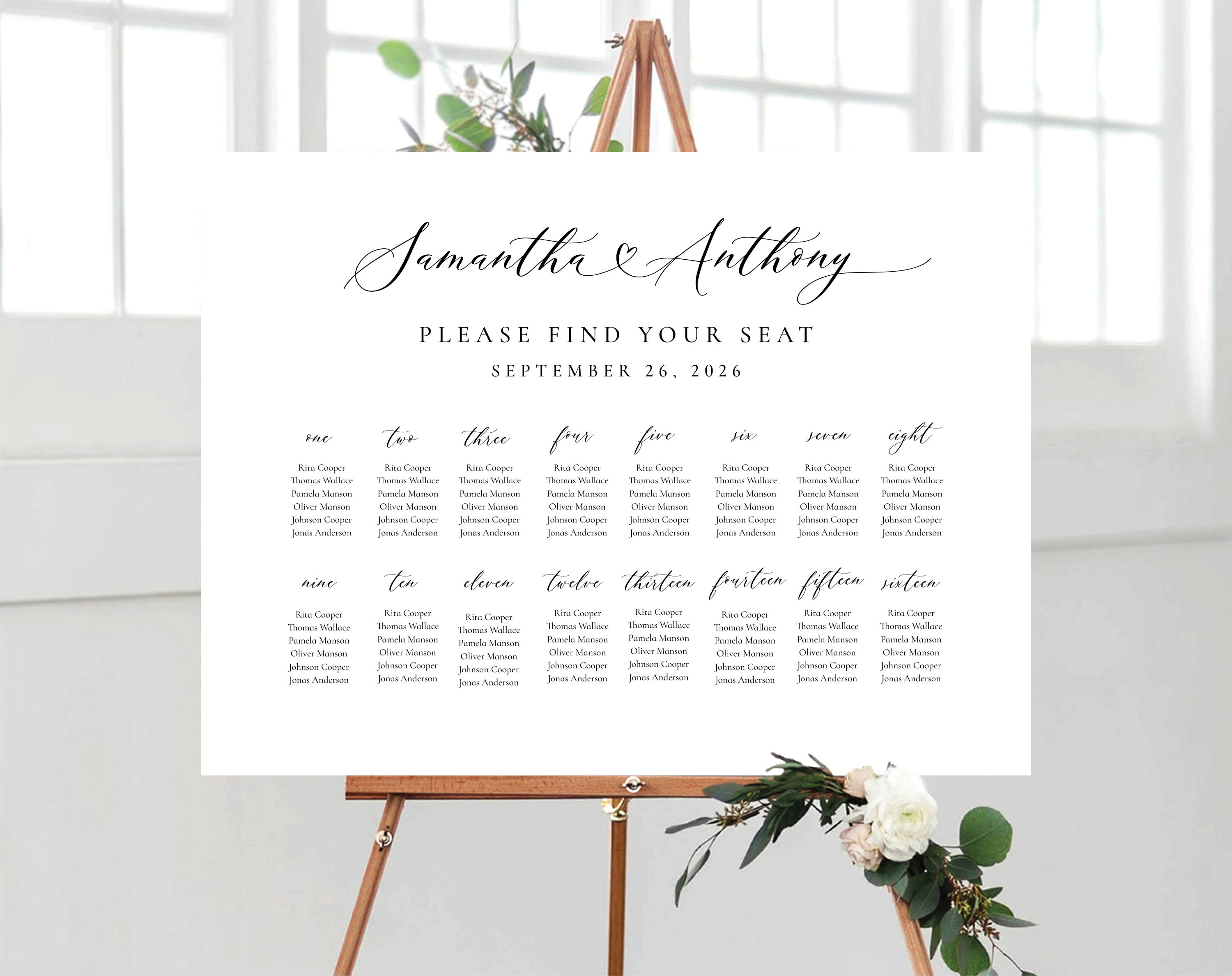 Minimalist Wedding Seating Chart Welcome Sign Template - Etsy