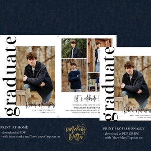 Minimalist Graduation Party With Photo Invitation, Modern Graduation ...