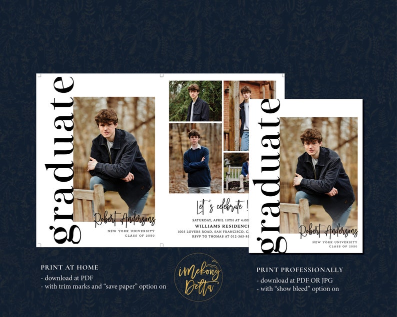 Minimalist Graduation Party With Photo Invitation, Modern Graduation ...