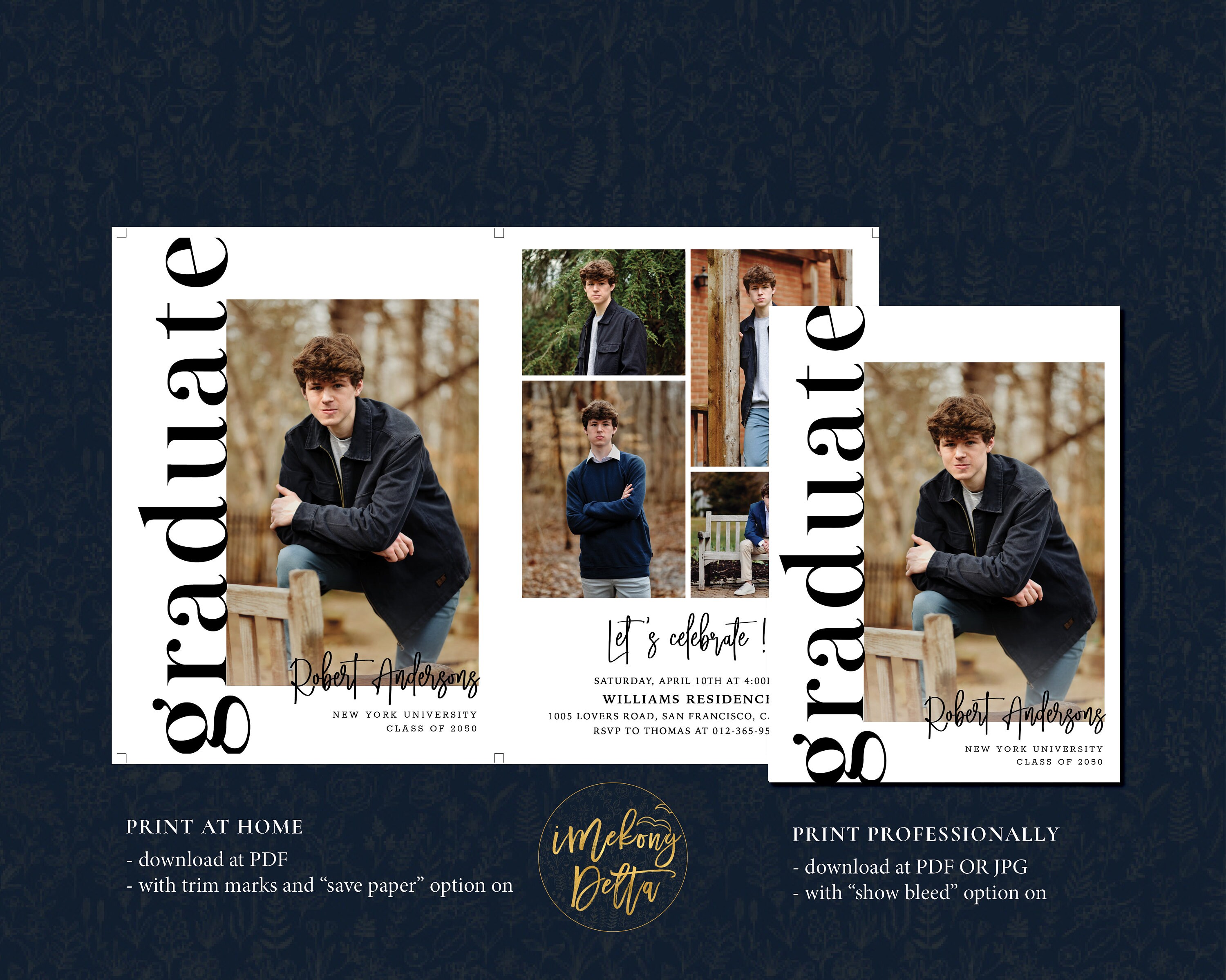 Minimalist Graduation Party With Photo Invitation, Modern Graduation ...