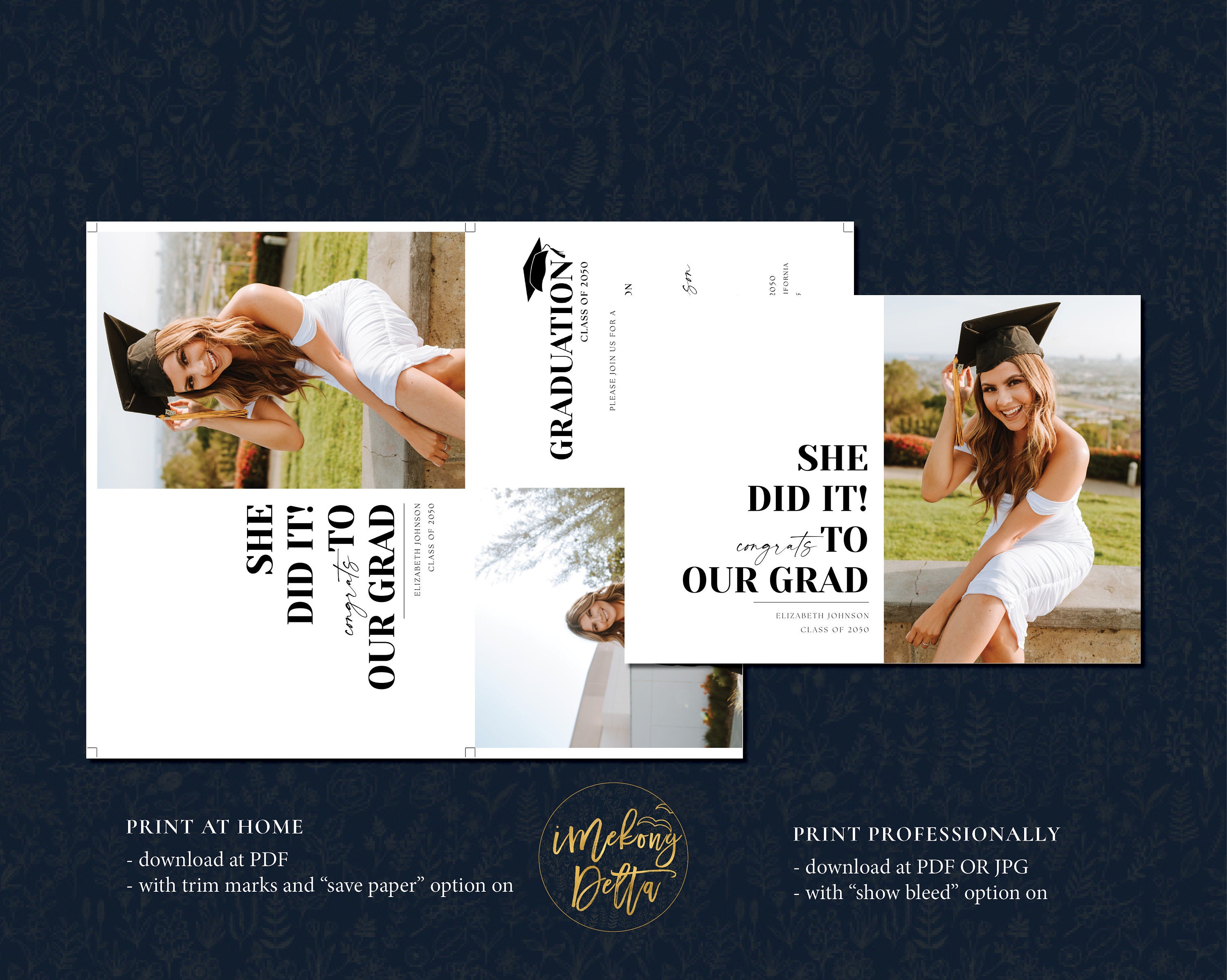 Minimalist Graduation Party With Photo Invitation, Modern Graduation ...