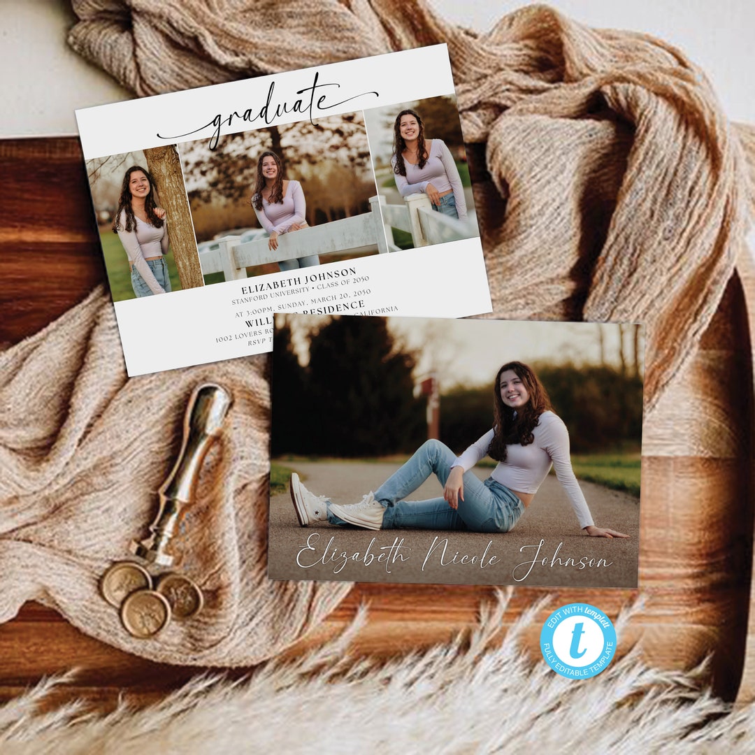 Minimalist Graduation Party With Photo Invitation, Modern Graduation ...