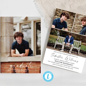 Minimalist Graduation Party With Photo Invitation, Modern Graduation ...