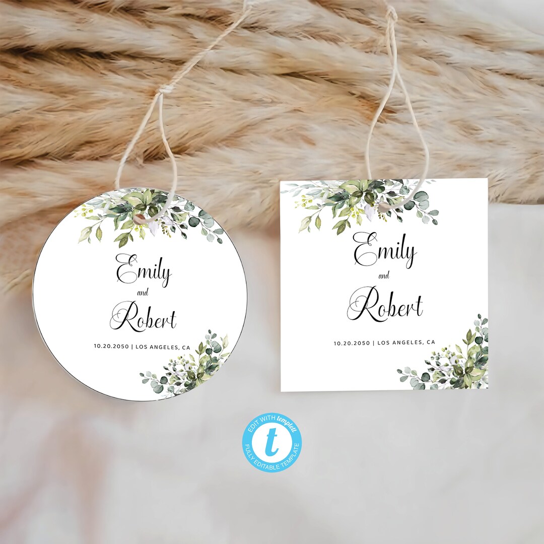 Greenery Wedding Tag Template, Wedding Tag, Greenery Tag, Greenery ...