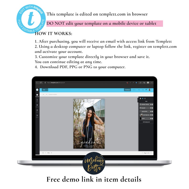 Minimalist Graduation Party With Photo Invitation, Modern Graduation ...