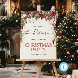 Christmas Party Welcome Sign, Printable Christmas Sign, Editable ...