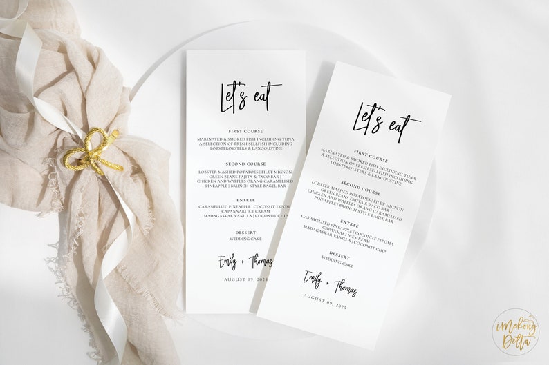 Minimalist Menu Card Template Rustic Wedding Menu Template - Etsy