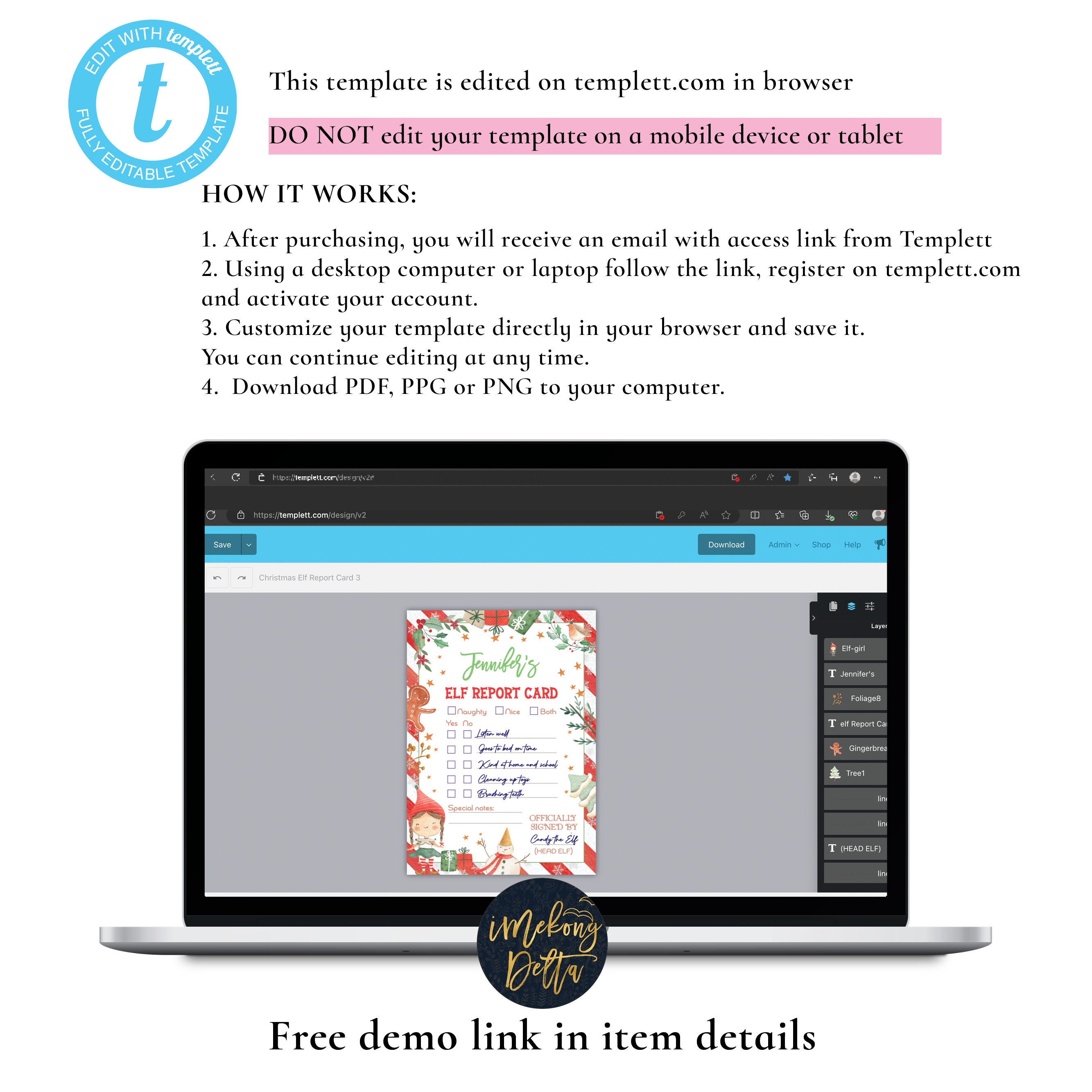 Christmas Elf Report Card Template, Girl Elf Report Card Editable, Elf ...