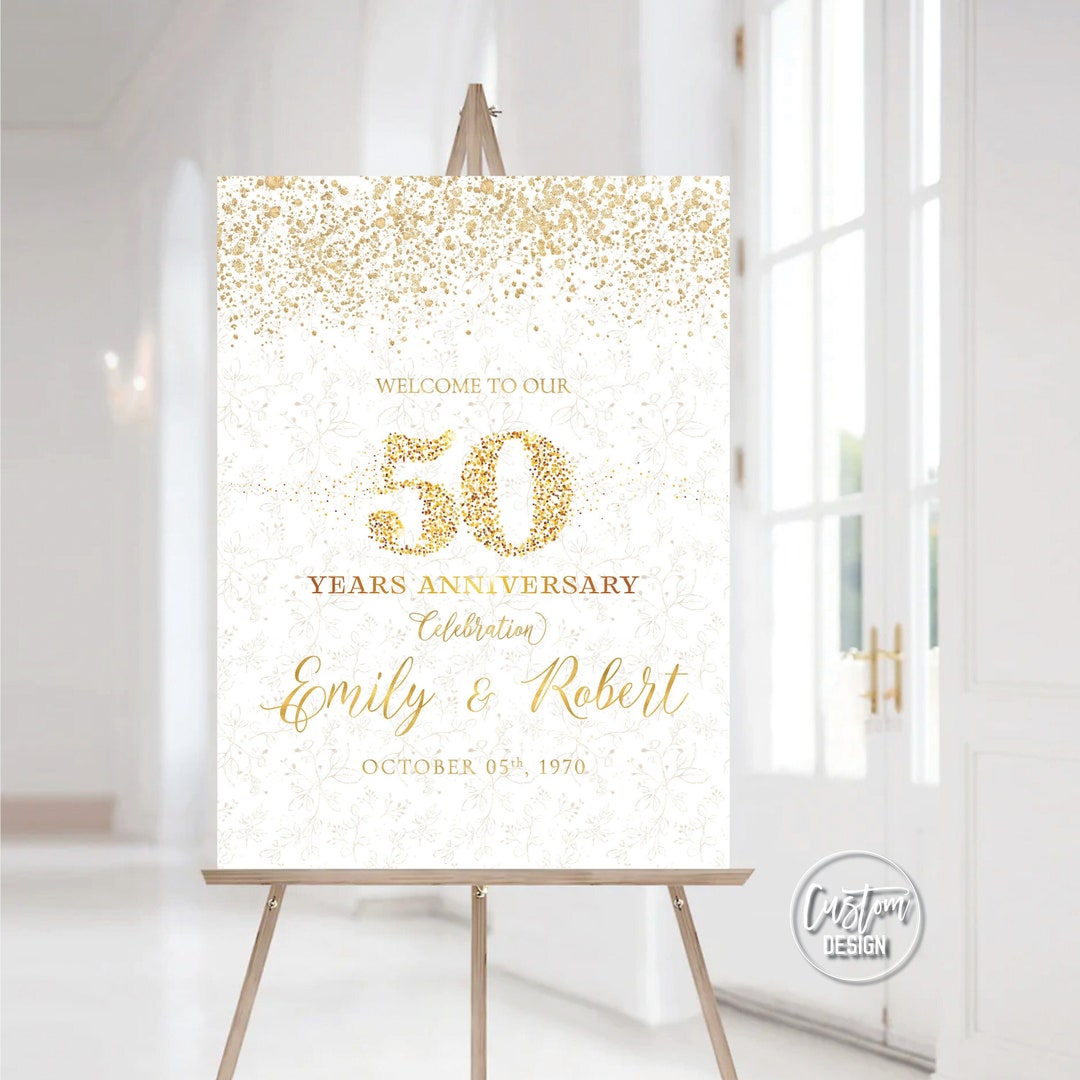 Custom Design, Gold 50th Anniversary Sign, 50th Anniversary Sign ...