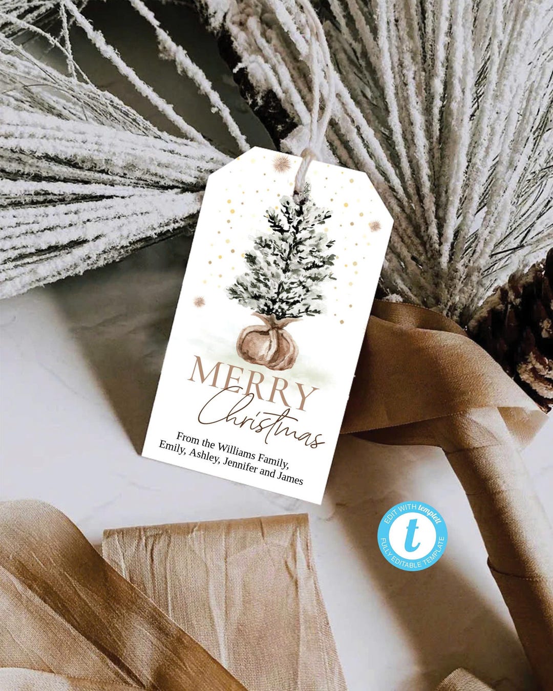 Christmas Tree Gift Tag, Merry Christmas Tag Template, Holiday Gift Tag ...