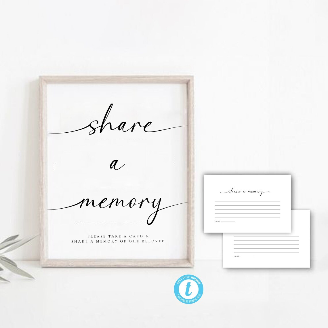 Minimalist Funeral Share a Memory Sign & Cards Modern Share A - Etsy