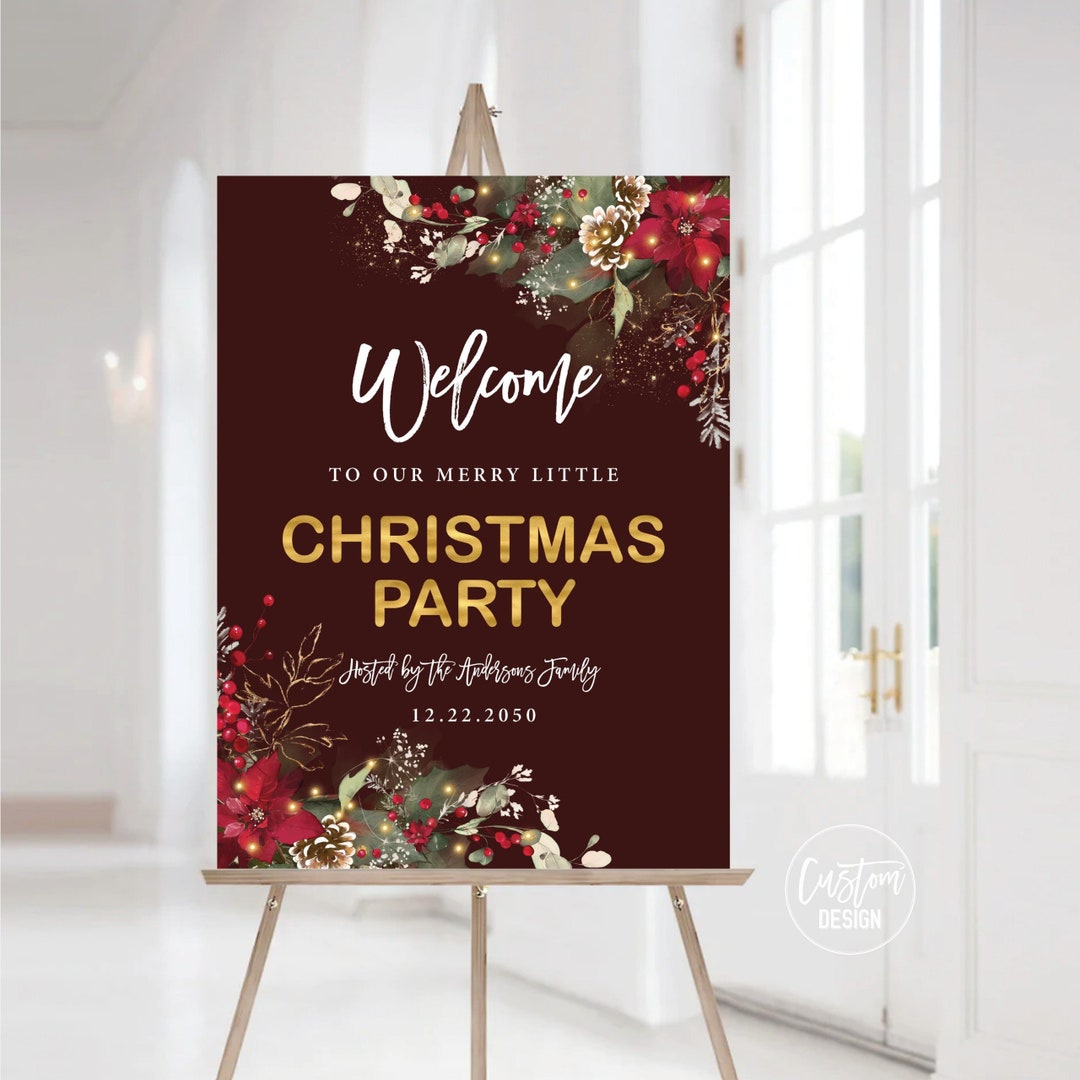 Christmas Party Welcome Sign, Winter Party Welcome Sign, Christmas ...
