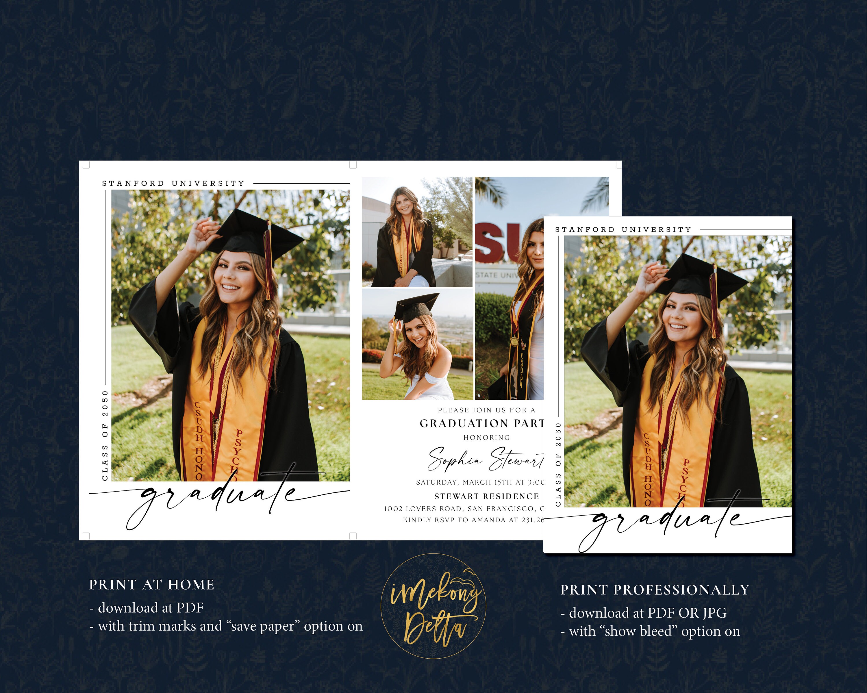 Minimalist Graduation Party With Photo Invitation, Modern Graduation ...