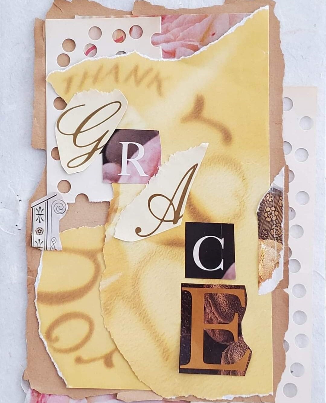 Handmade, Vintage, and Torn Paper Collage' Titled 'grace', Original Art ...