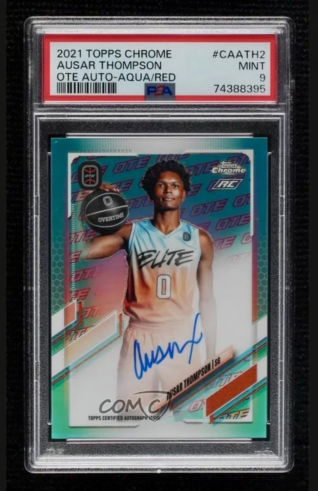 2021 Chrome OTE Elite Aqua and Red Refractor 44/99 Ausar Thompson PSA 9 ...