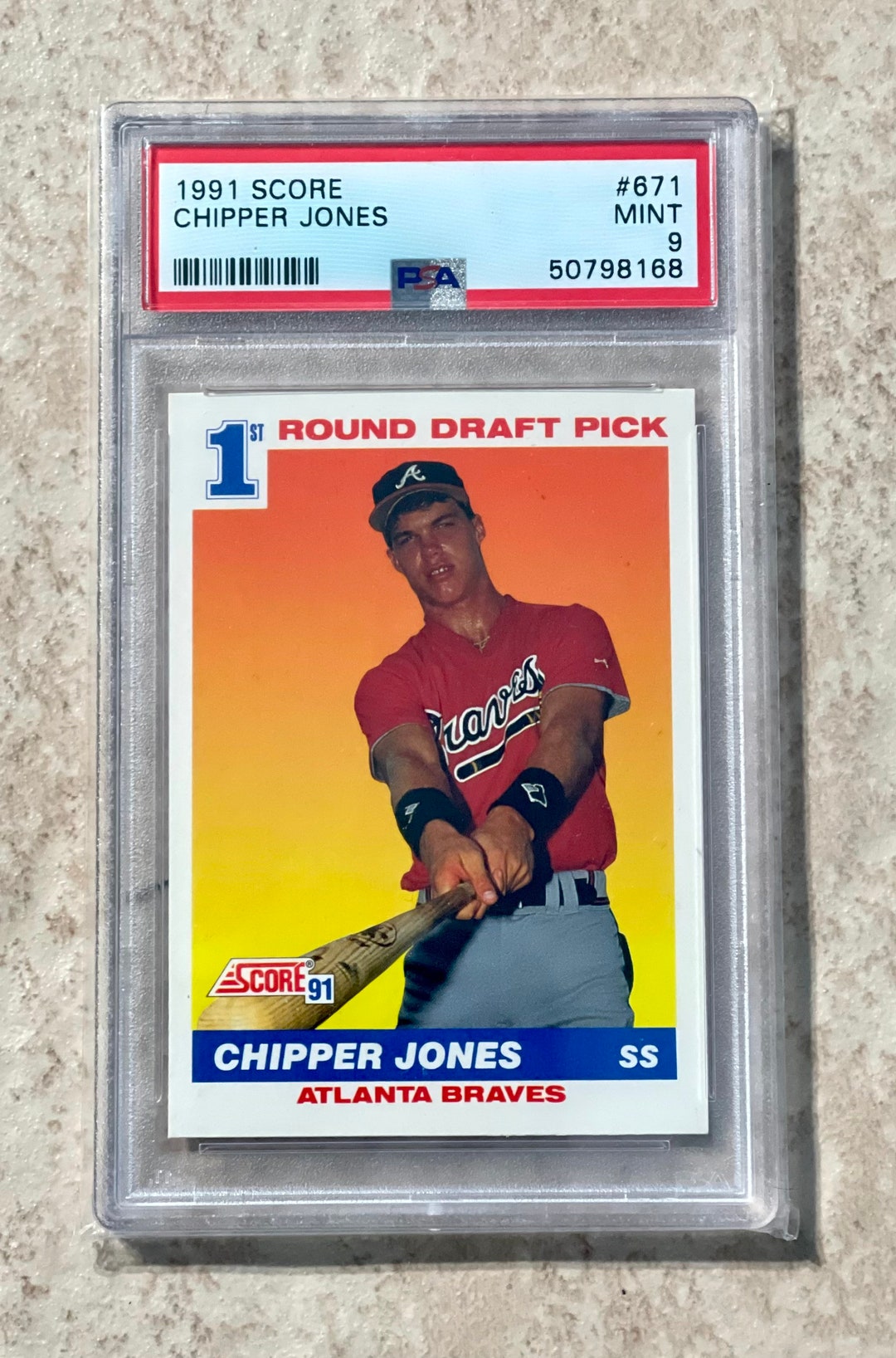 1991 Score Chipper Jones RC PSA 9 Mint #671 Rookie Card Atlanta Brave’s ...