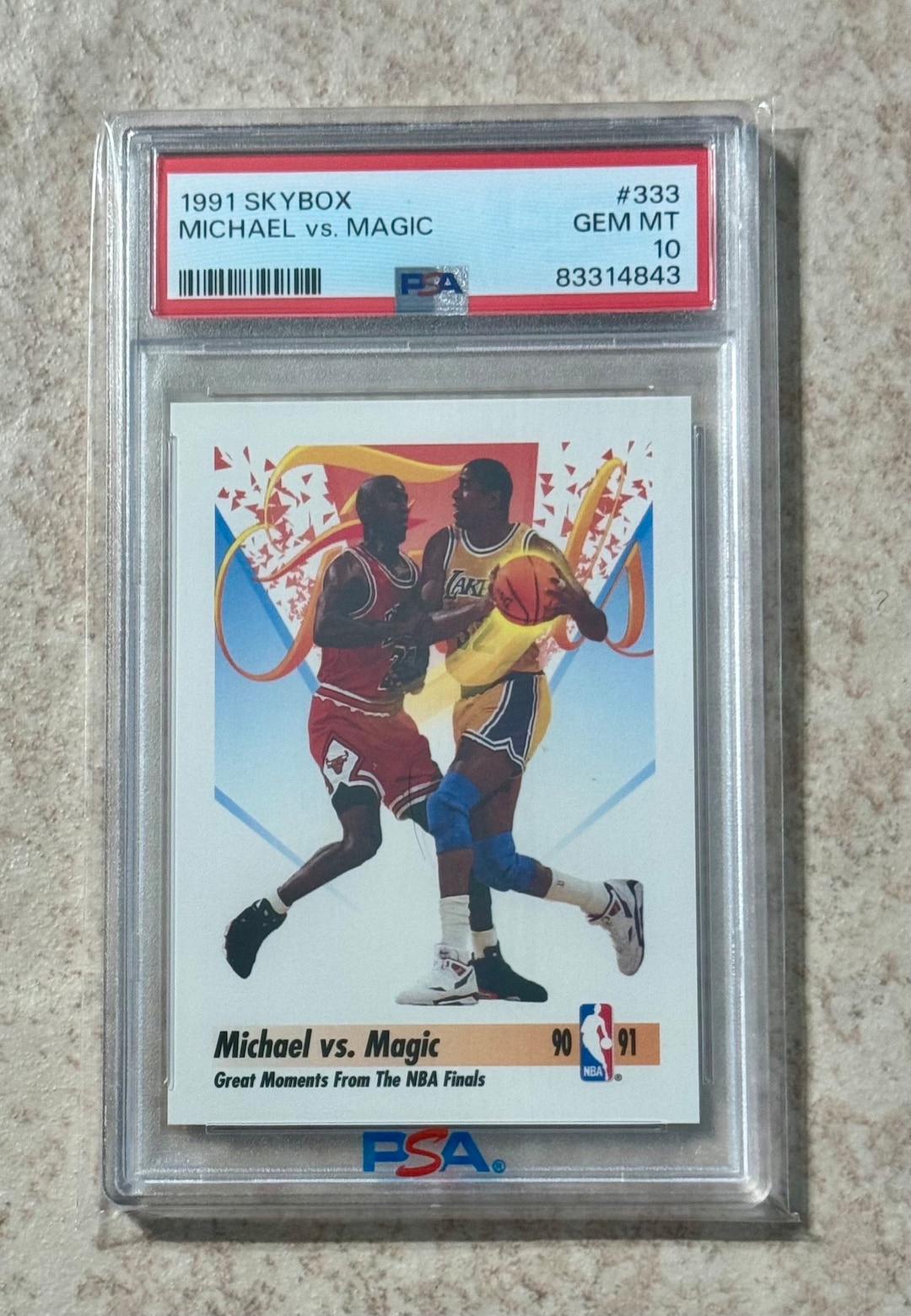 1991 Skybox Michael Jordan Vs Magic Johnson NBA Finals PSA 10 Gem Mint Card #333 Chicago Bulls ...