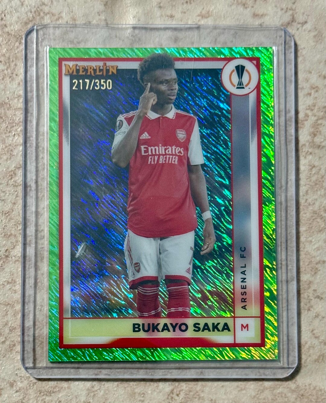 2022-23 Merlin Soccer Bukayo Saka Green Laser d/350 Arsenal FC England ...