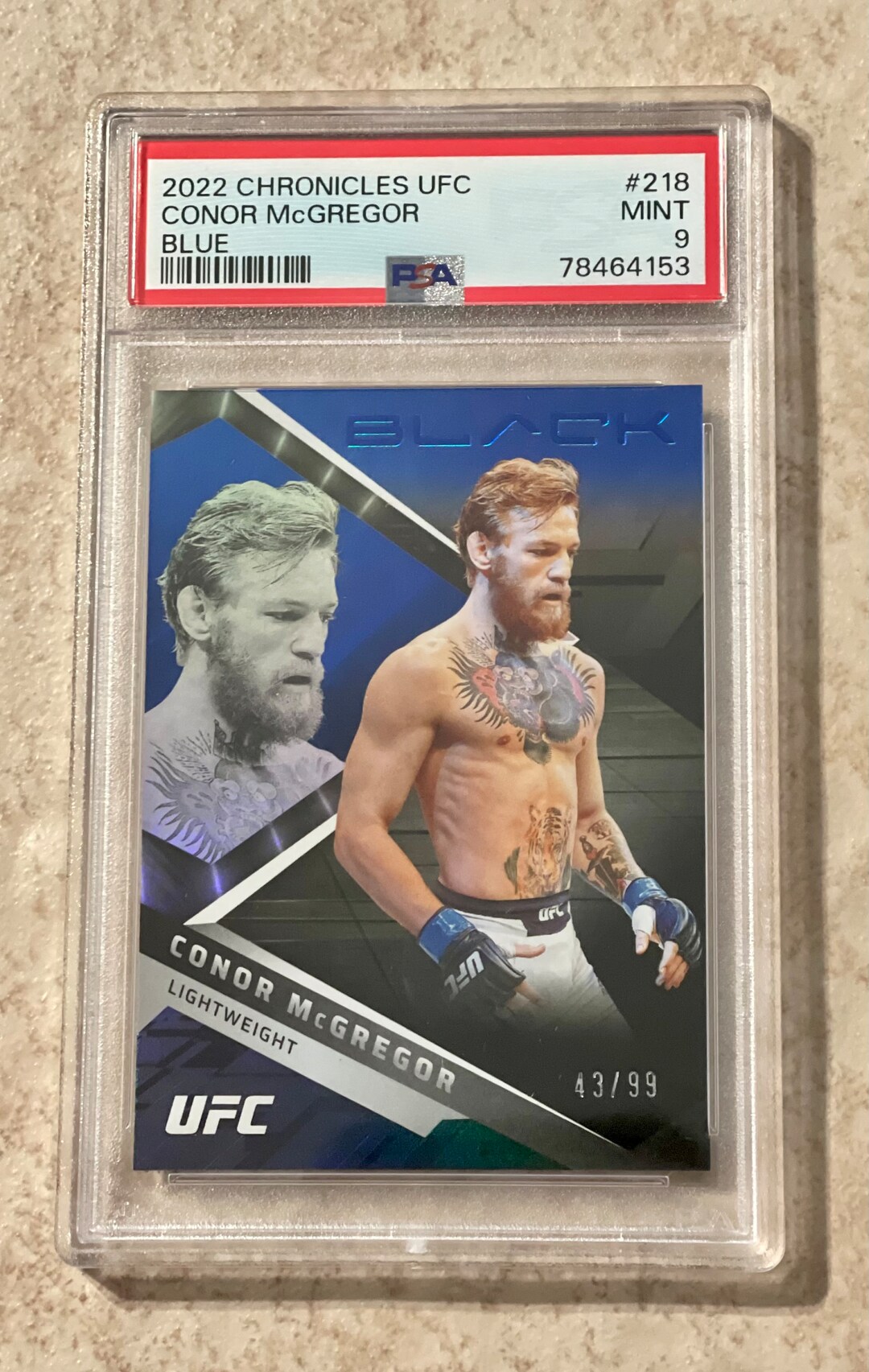 CONOR Mcgregor 2022 Panini Chronicles UFC Black 218 Blue 43/99 PSA 9 ...