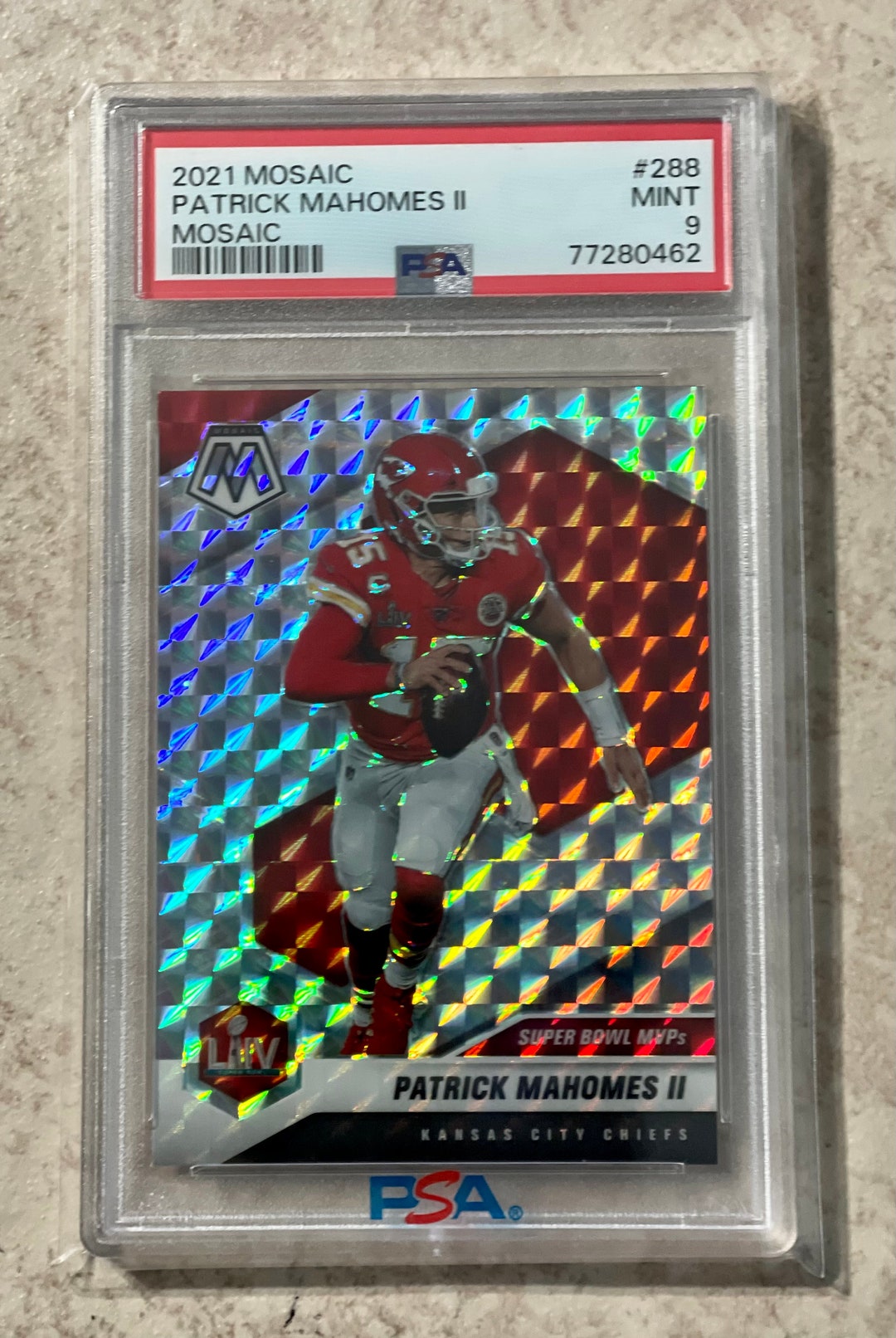 Patrick Mahomes II 2021 Mosaic Superbowl MVP Prizm #288 PSA 9 Mint ...