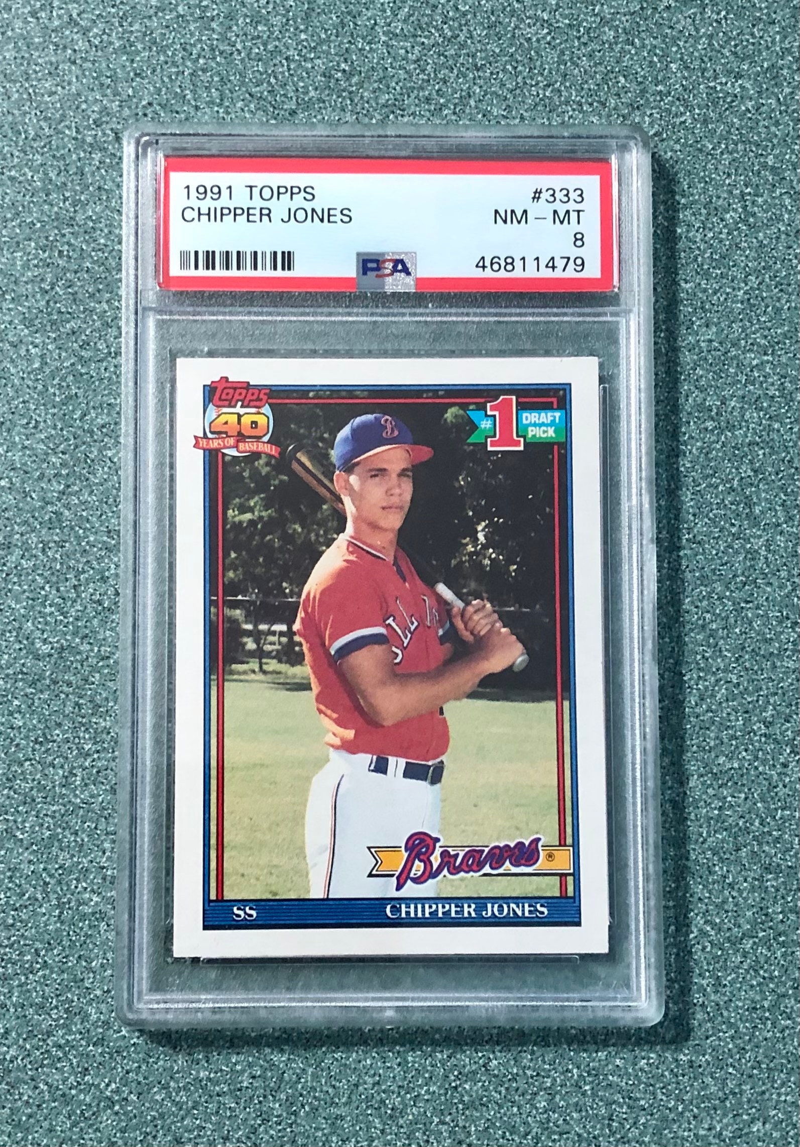 1991 Topps Chipper Jones Rookie Card PSA 8 Atlanta Braves | Etsy