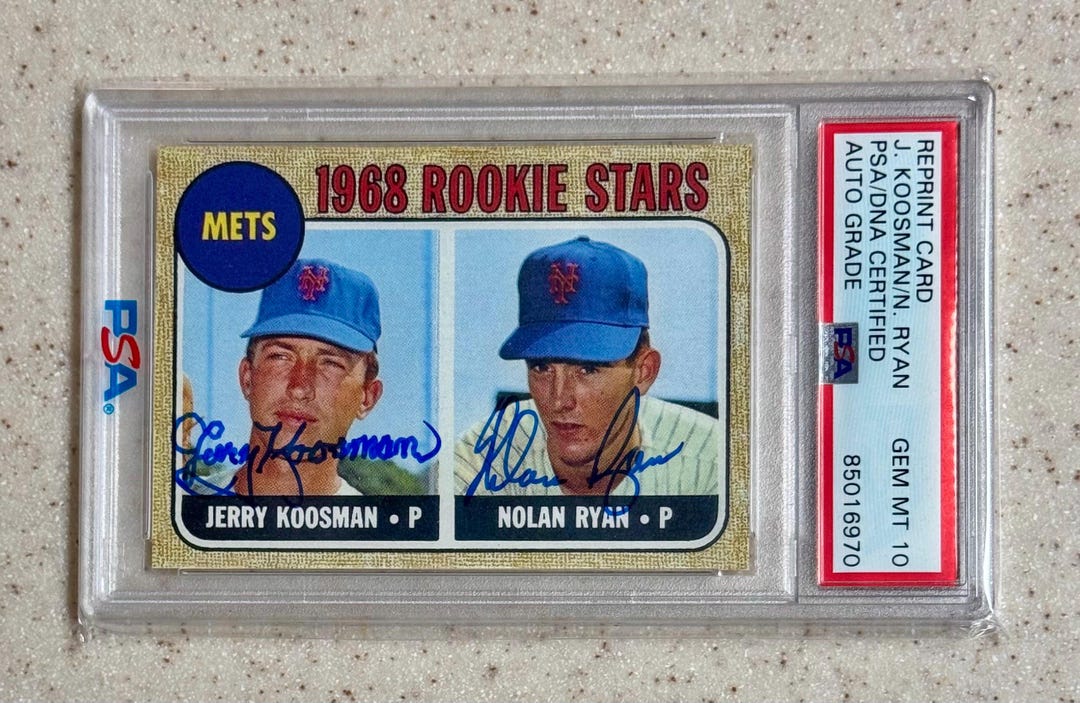 Nolan Ryan & Jerry Koosman Signed 1968 Topps Reprint Rookie Card PSA ...