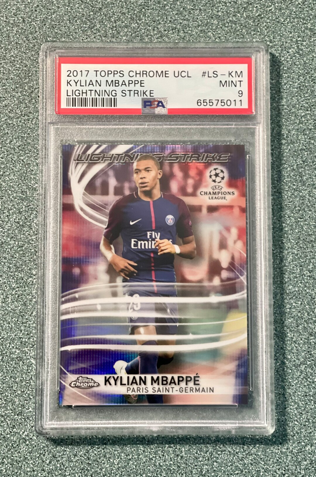 2017 Topps Chrome Kylian Mbappe #LS-KM ( Lightning Strike ) PSA 9 Mint ...
