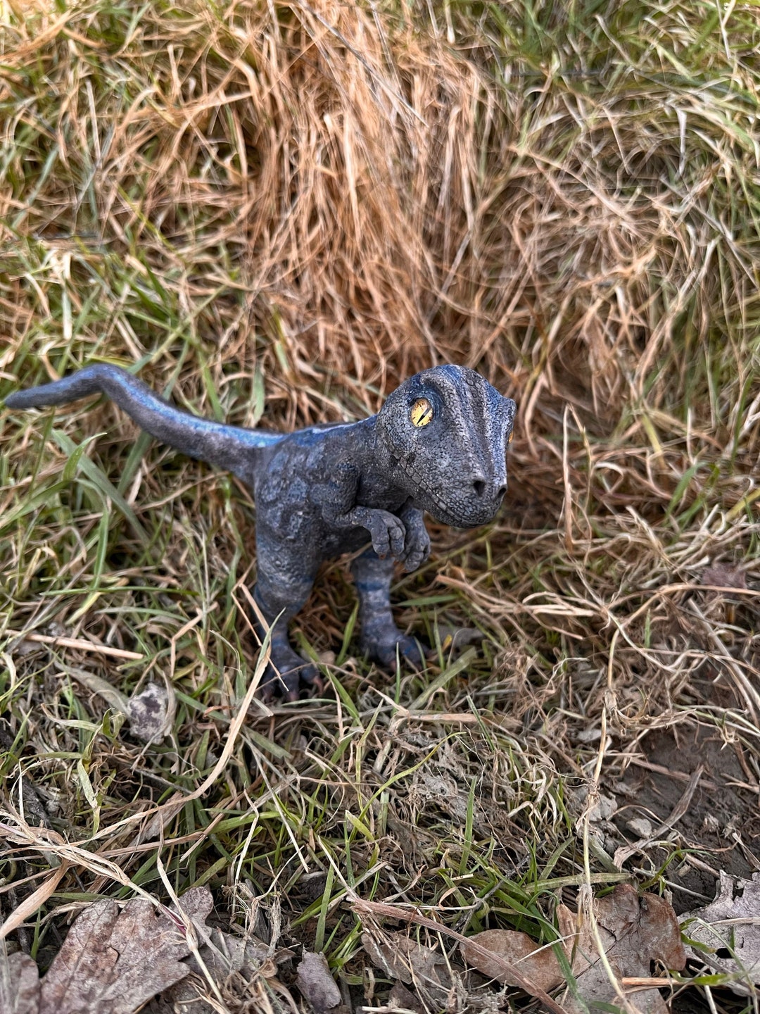 Baby Blue Dinosaur Velociraptor Sculpture | Jurassic Park - Etsy
