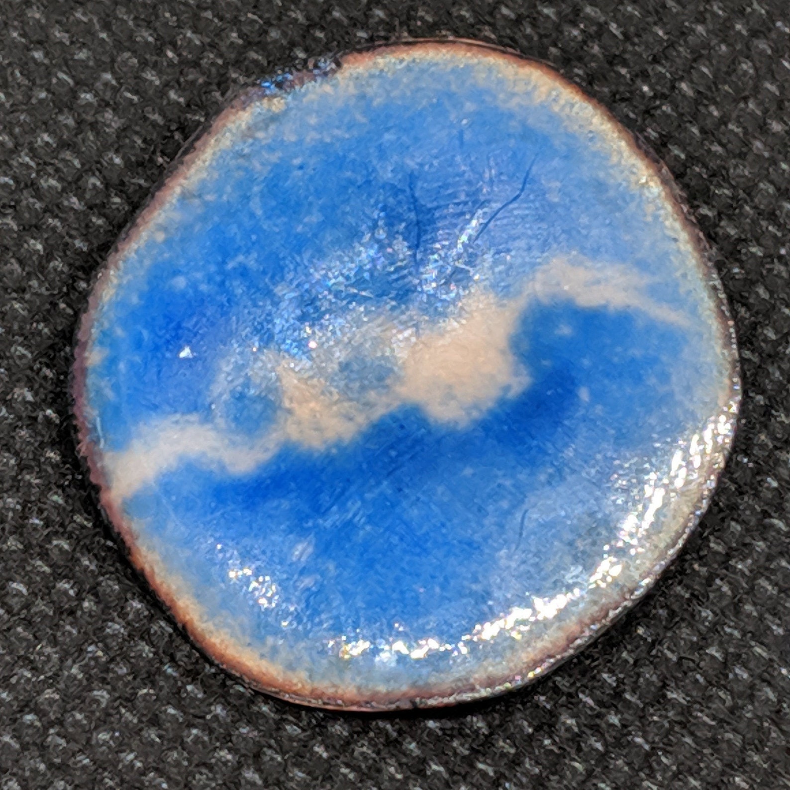 Blue Circle Enamel Pin With Cream Squiggle, Handcrafted Vitreous Enamel ...