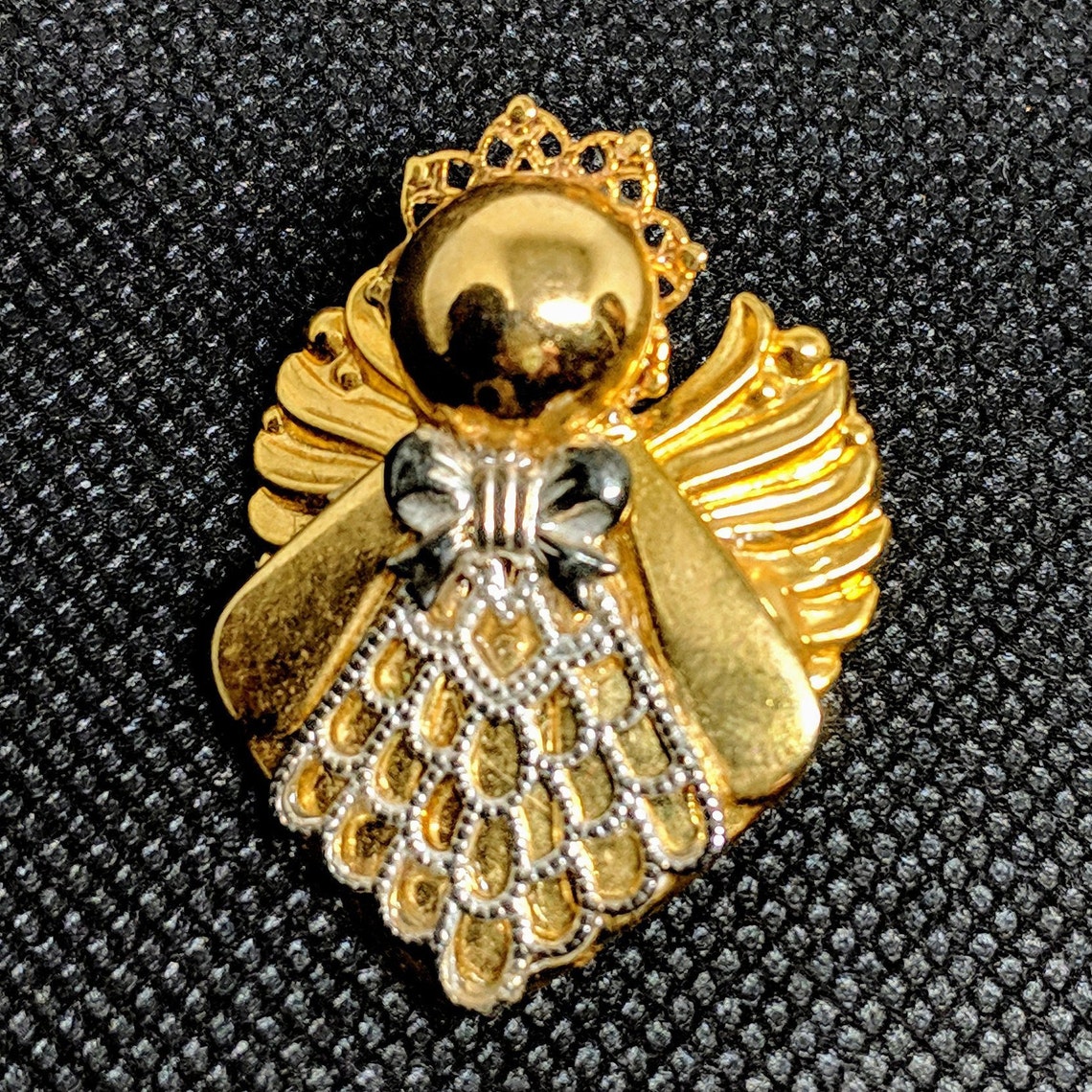 Vintage Angel Lapel Pin, Gold & Silver Tone Christmas or Guardian Angel ...