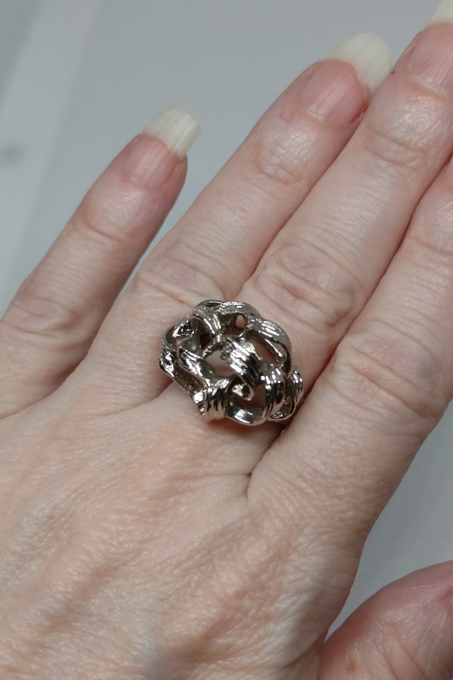 Knot Ring Vintage Modernist/ Brutalist Style Silver Tone Size 5 18k HGE ...