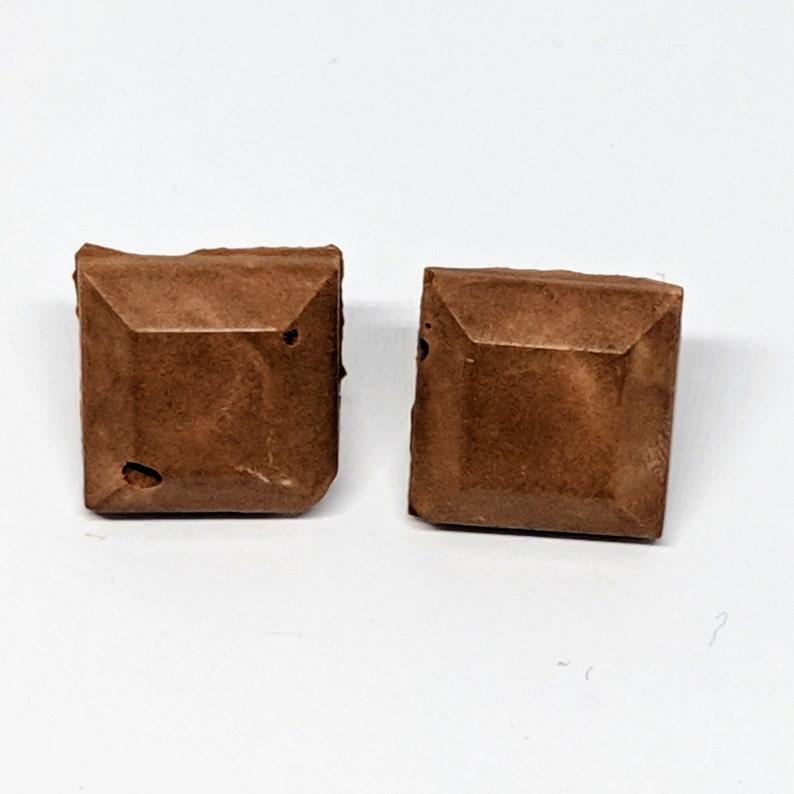 Brown Ochre Concrete Faceted Square Handcrafted Earrings - Etsy